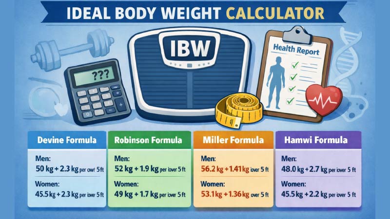 Ideal Body Weight Calculator - 4 Formulas Compared